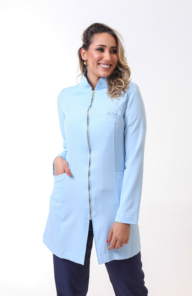 Jaleco Azul Claro Gola Padre - Boutique dos Jalecos